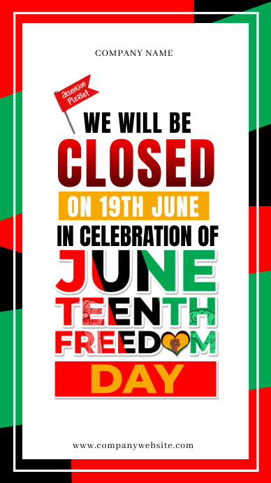 Plantilla de Juneteenth Closing Noticed Instagram Story | PosterMyWall