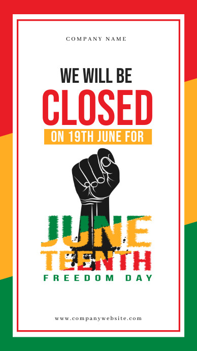 Juneteenth Closing Noticed Instagram Story Template | PosterMyWall