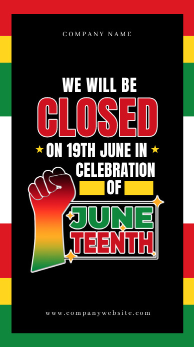 Plantilla de Juneteenth Closing Noticed Instagram Story | PosterMyWall