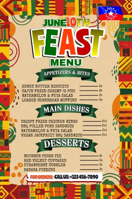 Plantilla de Juneteenth Feast Celebration Menu" | PosterMyWall