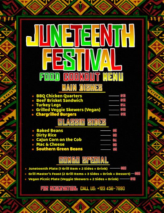 Copy of Juneteenth Festival Cookout Menu | PosterMyWall