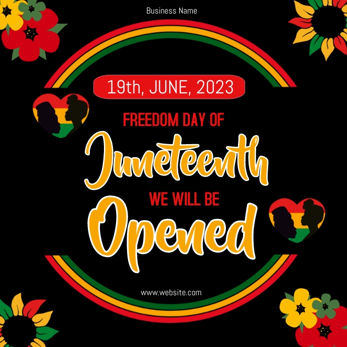 Juneteenth freedom day business open ad (1) Template | PosterMyWall