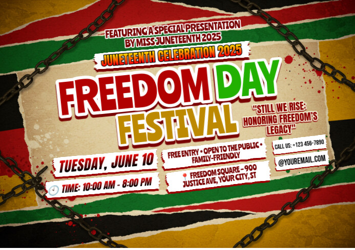 Juneteenth Freedom Day Festival Flyer Template | PosterMyWall