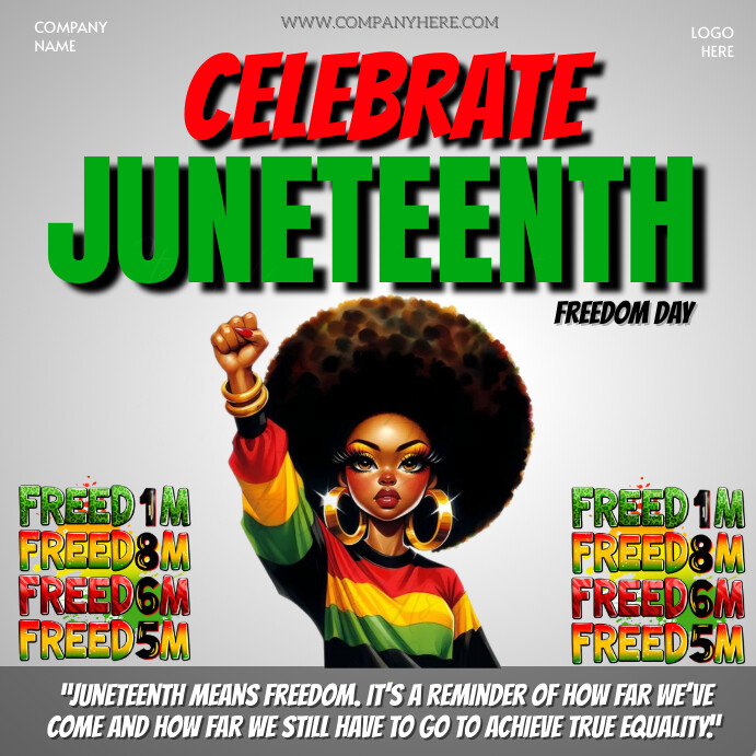 Plantilla de Juneteenth Freedom Day Grey Square | PosterMyWall