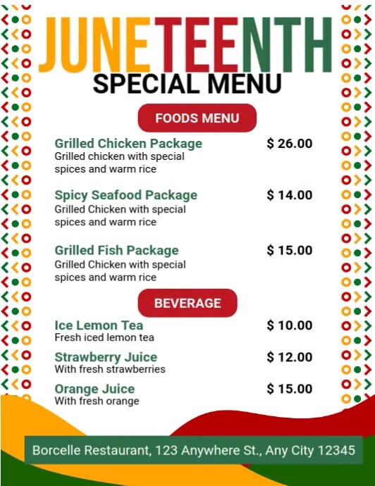 Copy of Juneteenth Menu | PosterMyWall