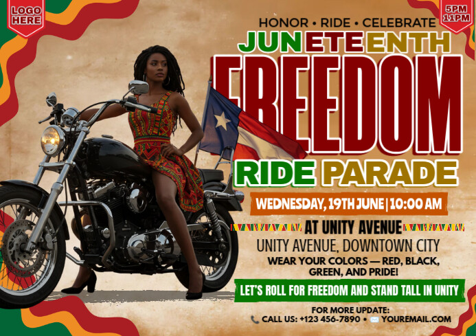 Juneteenth Ride Parade – Roll for Freedom, Stand in Unity Template ...