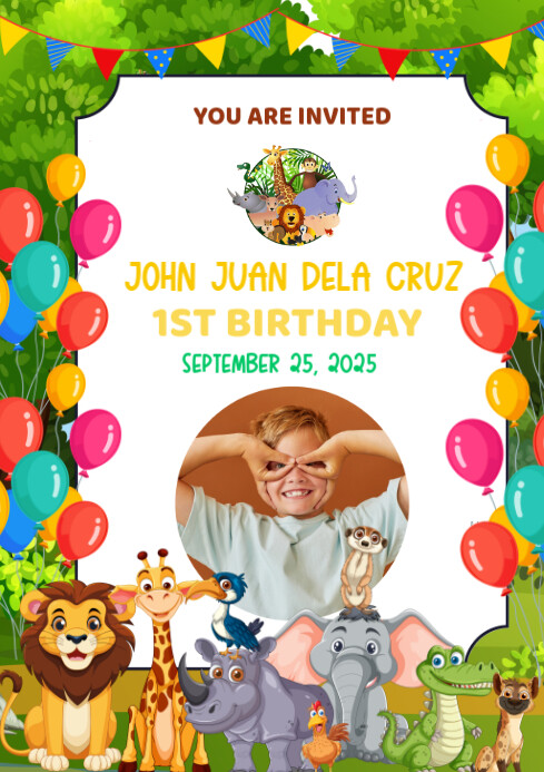 Jungle Animals Theme Invitation Template | PosterMyWall