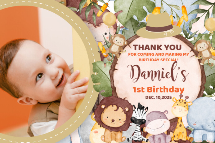 Jungle Birthday Ref Magnet Layout Template | PosterMyWall
