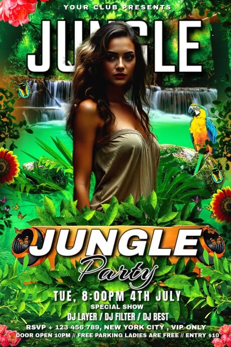 Jungle Night Party Flyer Template | PosterMyWall