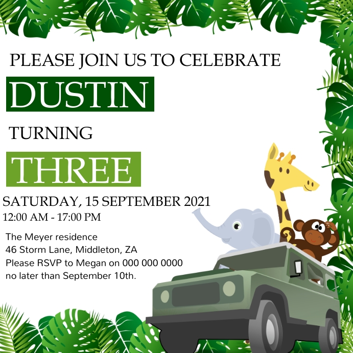 Copy of JUNGLE SAFARI THEME BIRTHDAY TEMPLATE | PosterMyWall