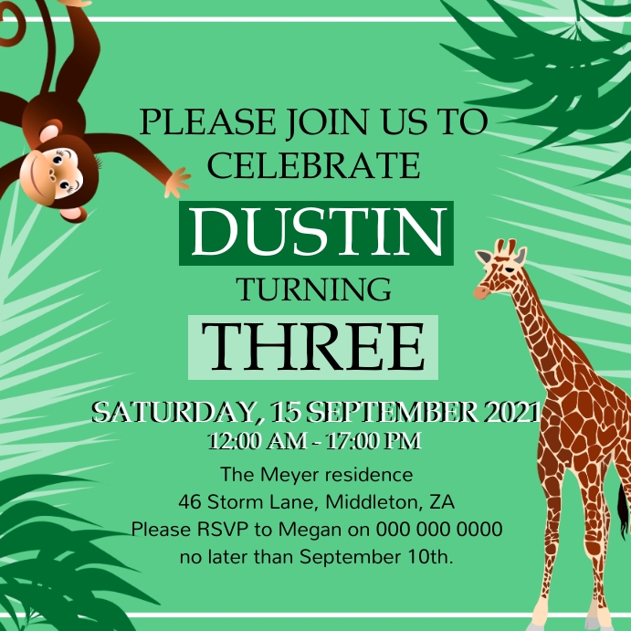 JUNGLE SAFARI THEME BIRTHDAY TEMPLATE | PosterMyWall