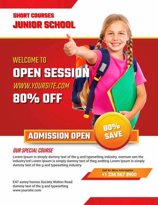 junior school admission flyer Template | PosterMyWall
