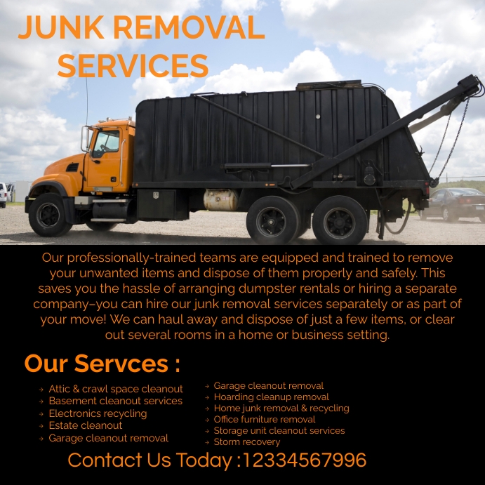 Junk removal flyer, Junk services banner , Ju Template | PosterMyWall