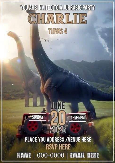 jurassic park birthday invitation Template | PosterMyWall