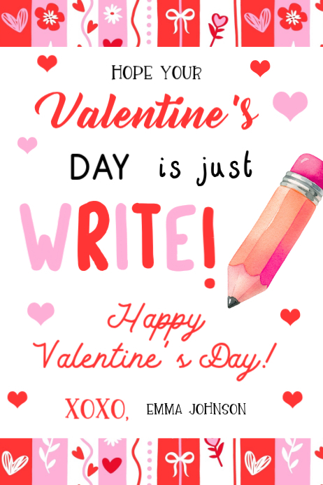 Plantilla de Just Write Valentine Card, Classroom Valentine Tags ...