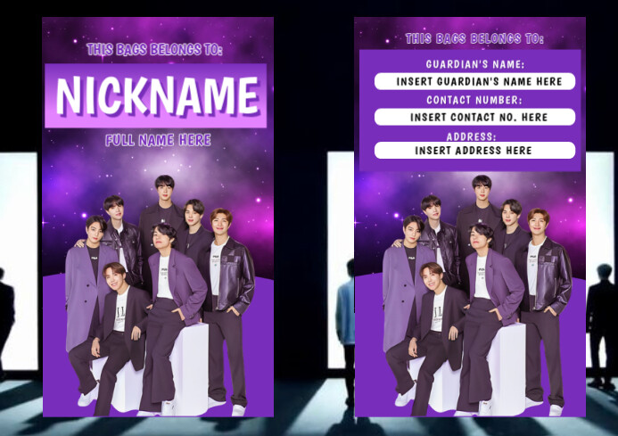 K-Pop Bts Boy Band Personalized Bag Tag Template | PosterMyWall