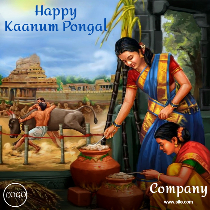 Kaanum Pongal kanuma Sankranti free editable template for tamil, telugu ...