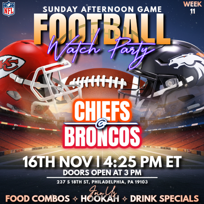 Kansas City Chiefs at Denver Broncos Watch Party Instagram Post ...