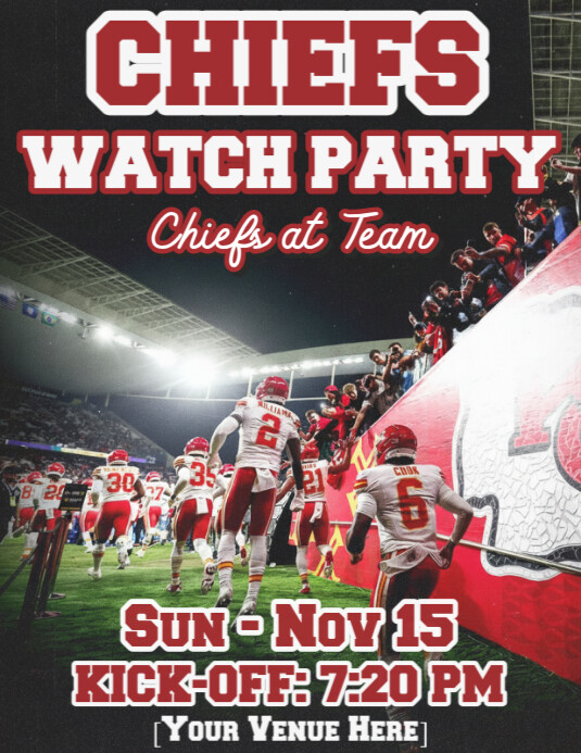 Kansas City Chiefs NFL Watch Party Template | PosterMyWall