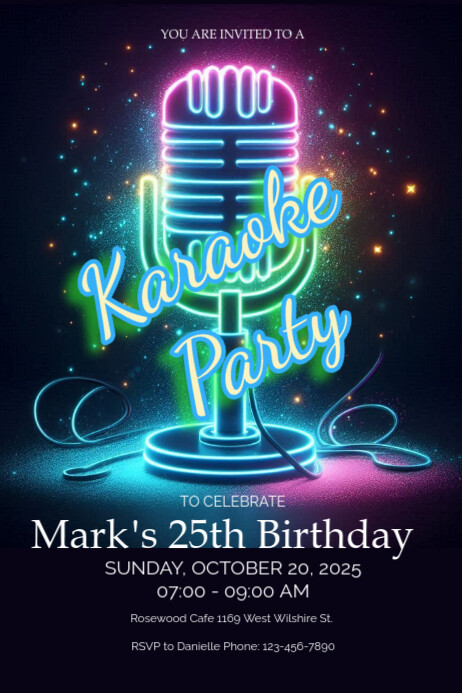 Karaoke Birthday Party Invitation Template | PosterMyWall