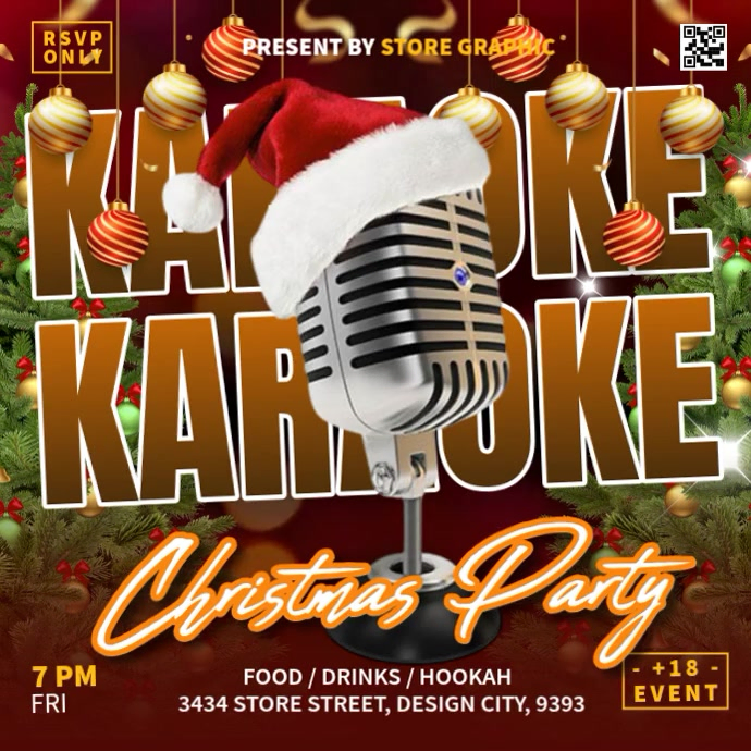 Karaoke Christmas Party Template | PosterMyWall