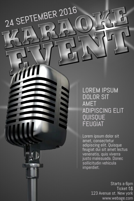 Karaoke event poster template silver | PosterMyWall