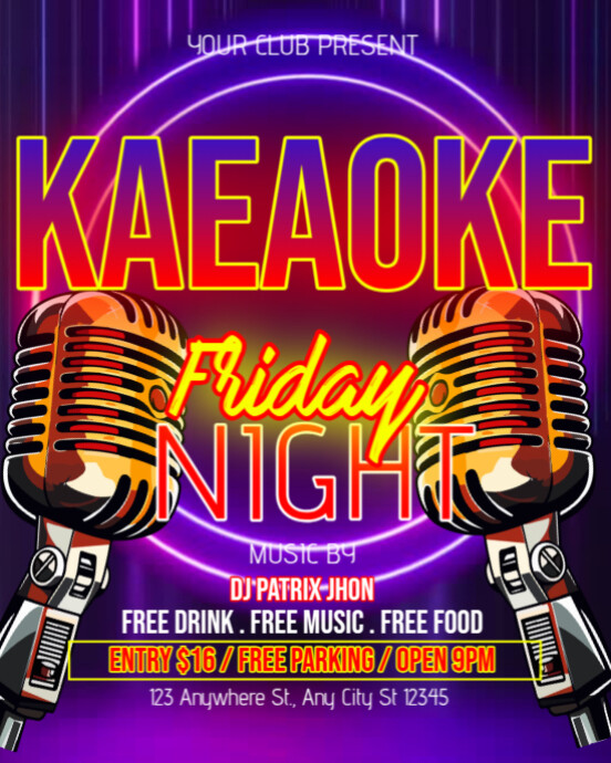 Plantilla de Karaoke friday night post | PosterMyWall