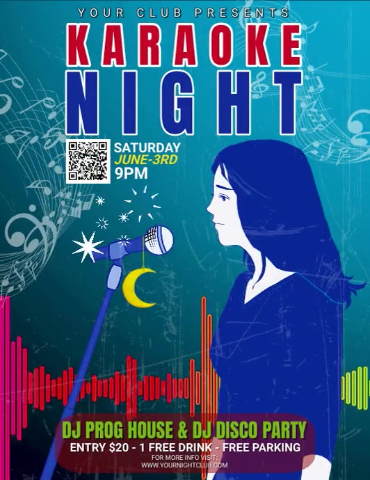Plantilla de Karaoke Music night, Disco Music Night Post | PosterMyWall