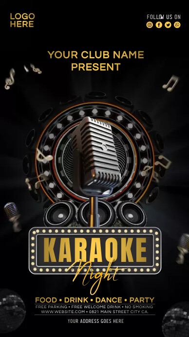 Karaoke Night IG Story Template | PosterMyWall