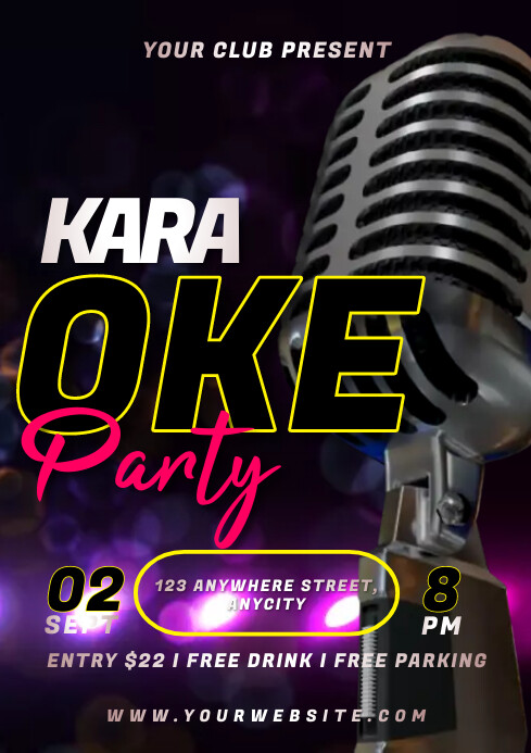 Karaoke Night Party A4 Template | PosterMyWall