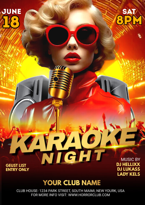 karaoke night party flyer Template | PosterMyWall