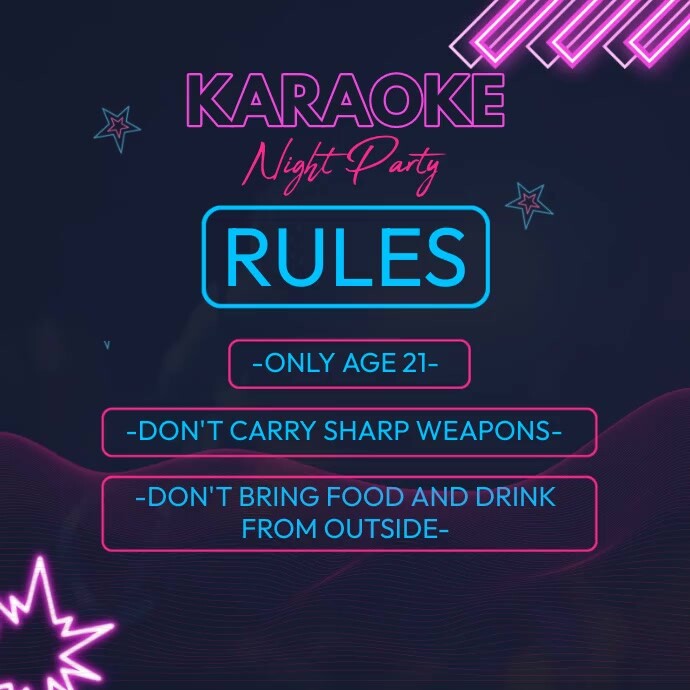Karaoke Night Party Rules Template | PosterMyWall