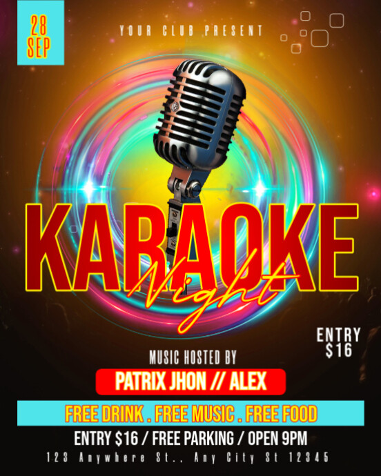 Karaoke night post, Template | PosterMyWall