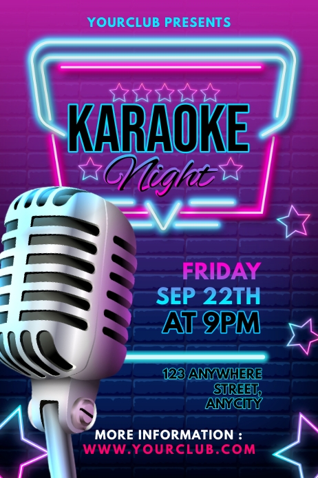 Karaoke Night Poster Template | PosterMyWall
