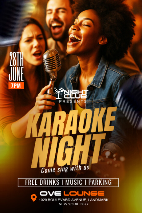 Karaoke night poster Template | PosterMyWall