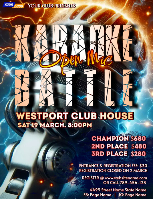 Karaoke Open Mic Battle Ad Flyer Template | PosterMyWall