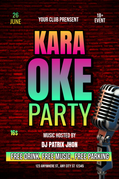 Karaoke party Template | PosterMyWall