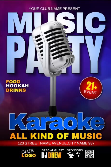 Karaoke Party Template | PosterMyWall