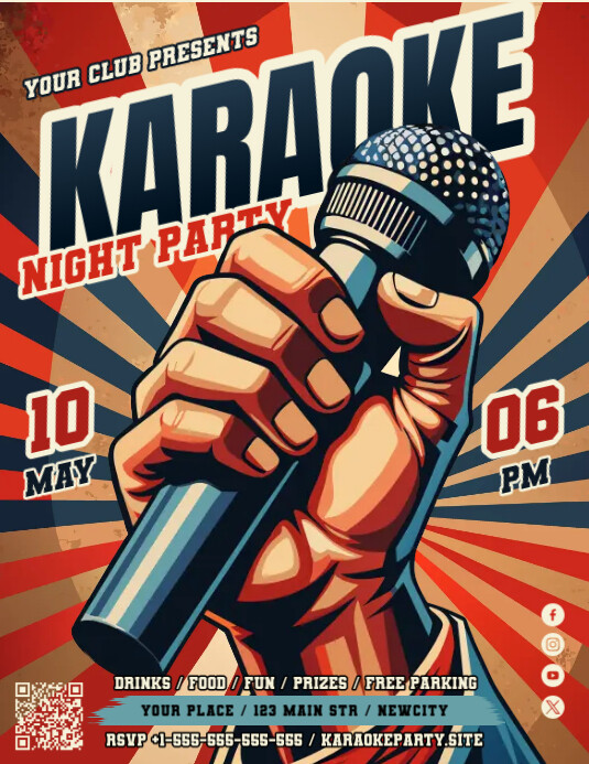 Karaoke Party Flyer Template | PosterMyWall