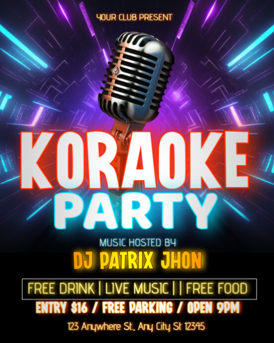 Karaoke party post Template | PosterMyWall