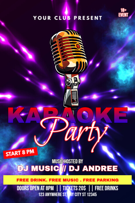 Karaoke party poster Template | PosterMyWall