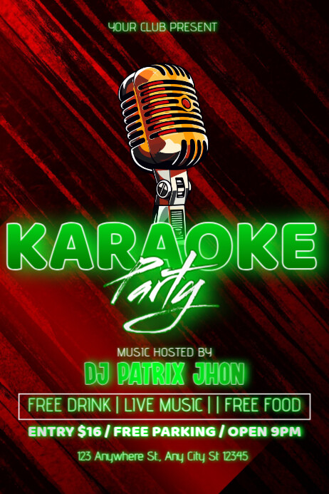 Karaoke party poster Template | PosterMyWall