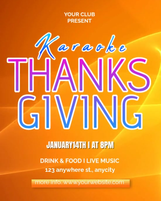 Karaoke thanksgiving Template | PosterMyWall
