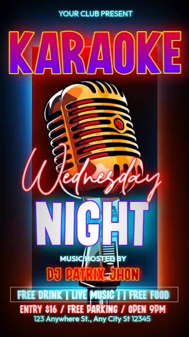 karaoke wednesday night video Template | PosterMyWall