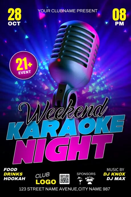 Plantilla de Karaoke Weekend Night | PosterMyWall