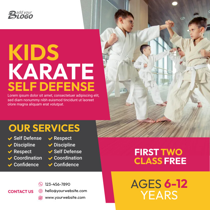 Modèle Karate Lessons Instagram Post | PosterMyWall