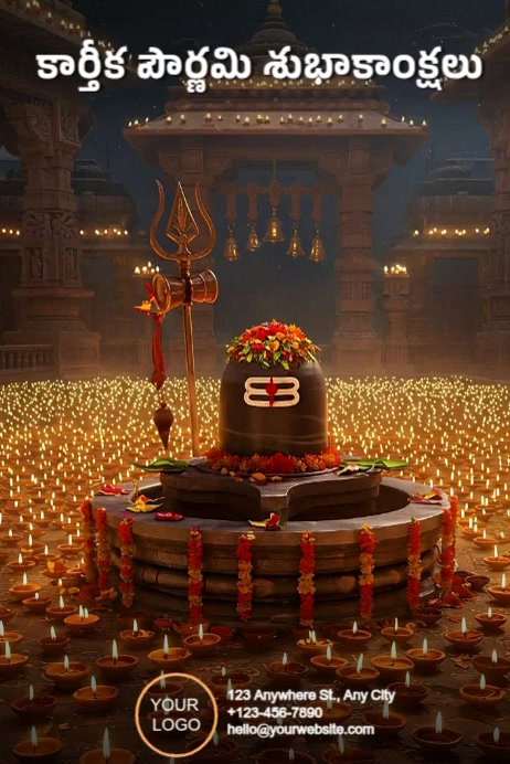 karthika pournami telugu special light, free editable template with ...