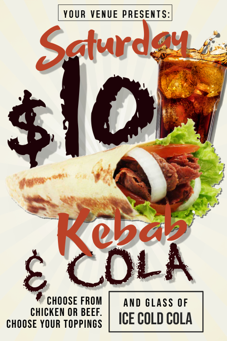 Kebab & Cola Poster Template | PosterMyWall