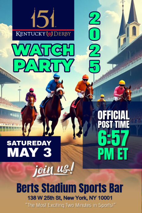 Watch Party Horse Racing Kentucky Derby Poster Template Design ...