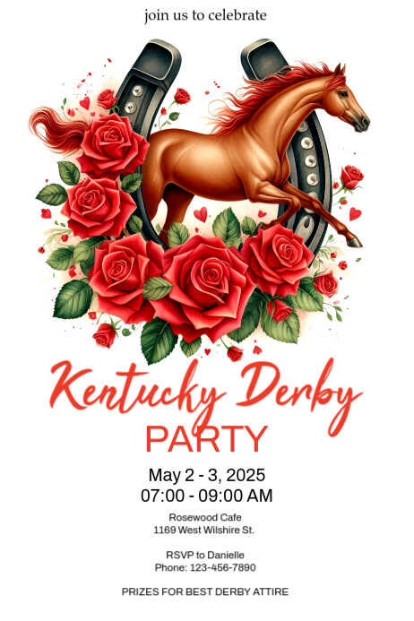 Kentucky Derby Party Invitation 4' × 6' Template | PosterMyWall